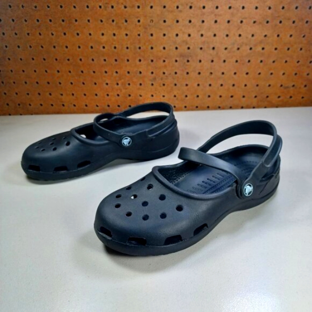 Crocs Womens Solid Black Karin Slingback Clogs 8 M Euc - Gem